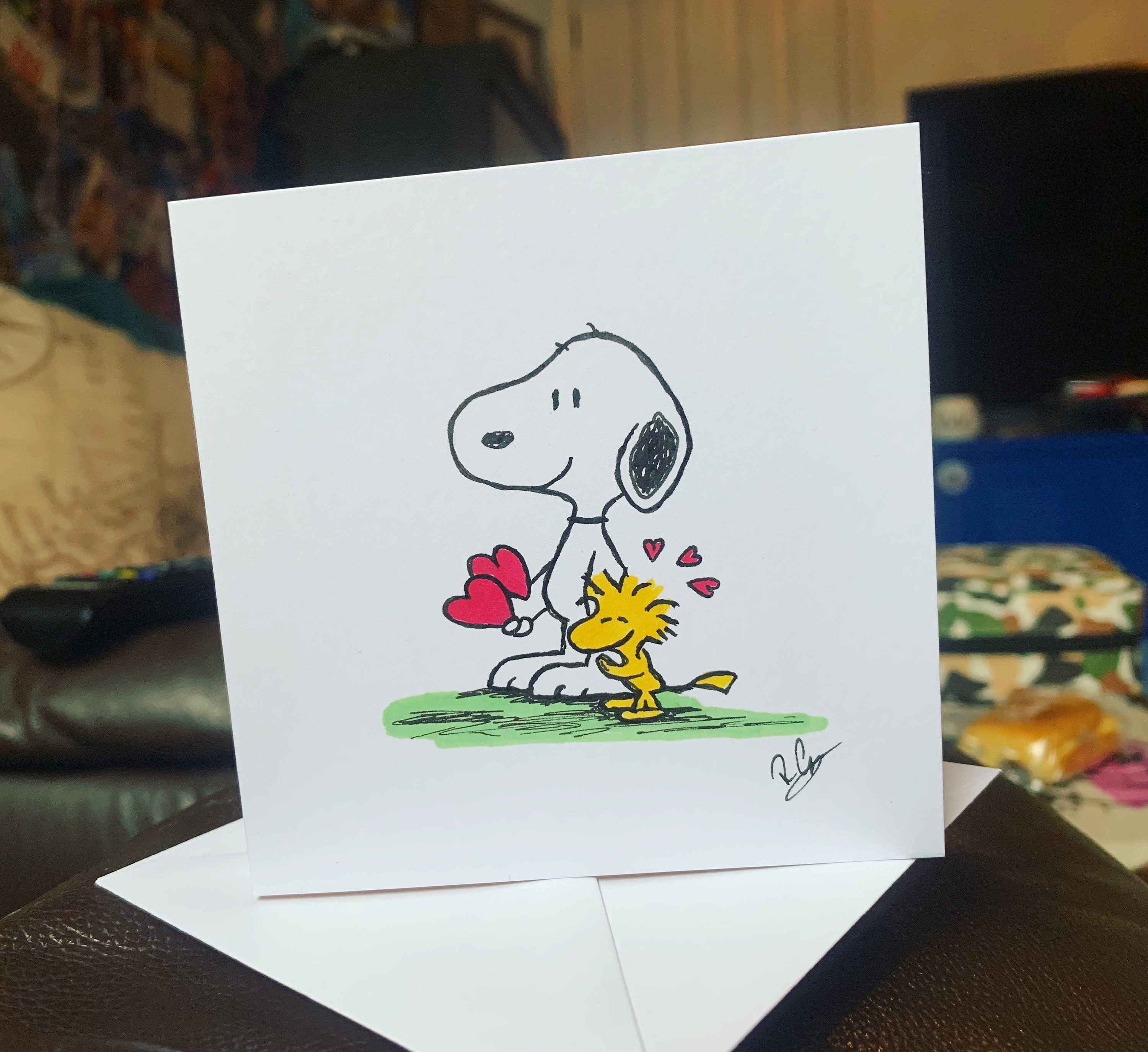 Hand Drawn Snoopy and Woodstock Card Birthday Handmade Cute Wedding ...