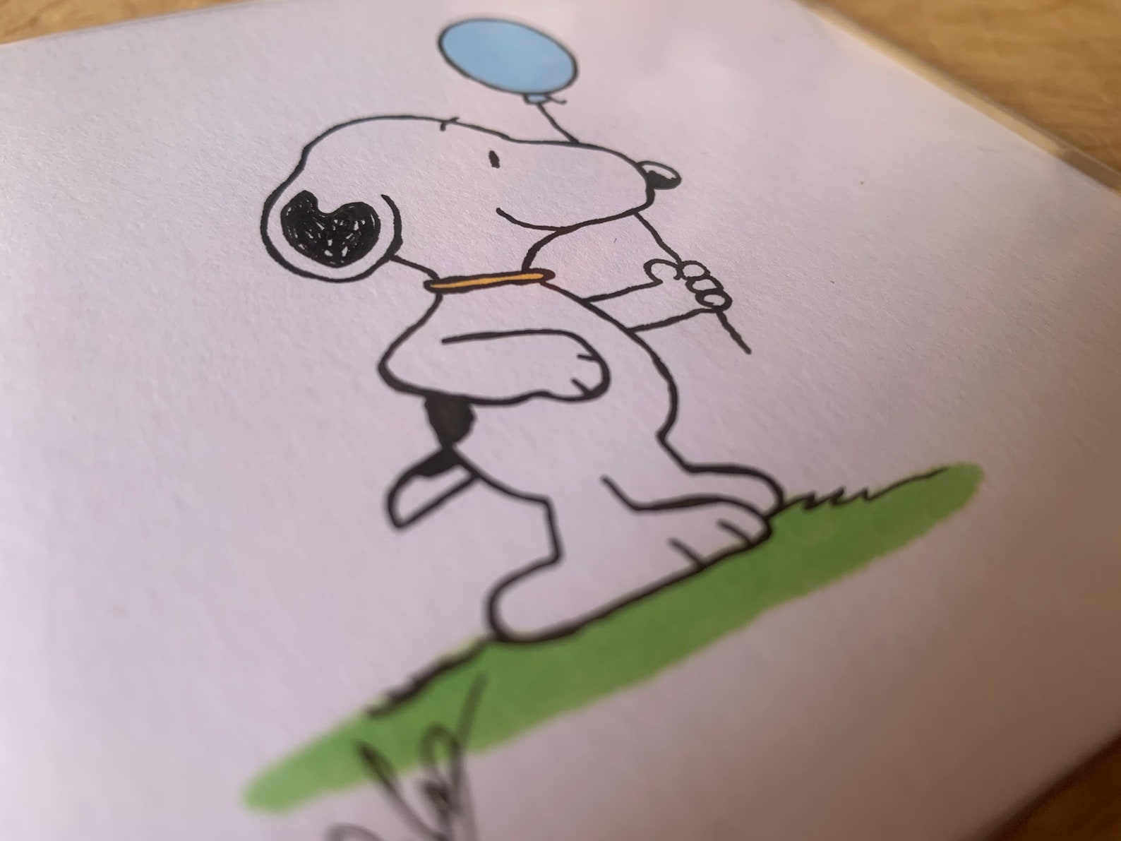 Hand Drawn Snoopy Birthday Card Celebration Handmade Balloon Fun ...