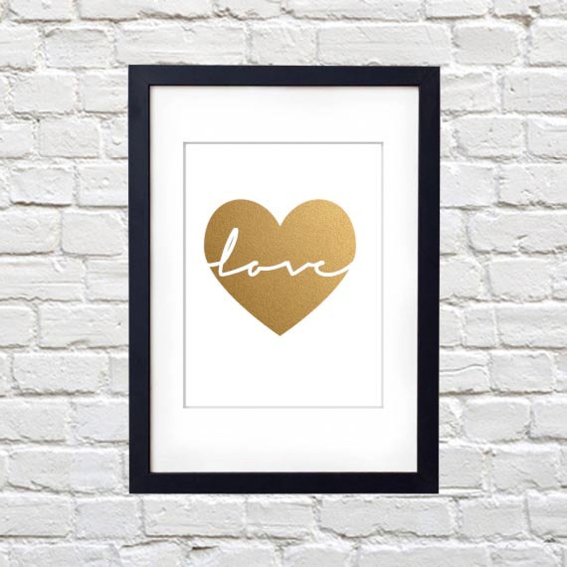 Love in Gold Heart Printable - Etsy