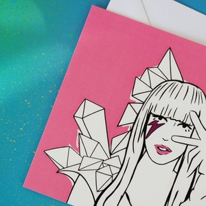 Lady Gaga Card, Pink Pop Icon Lady Gaga Card, Pop Star With Purple ...