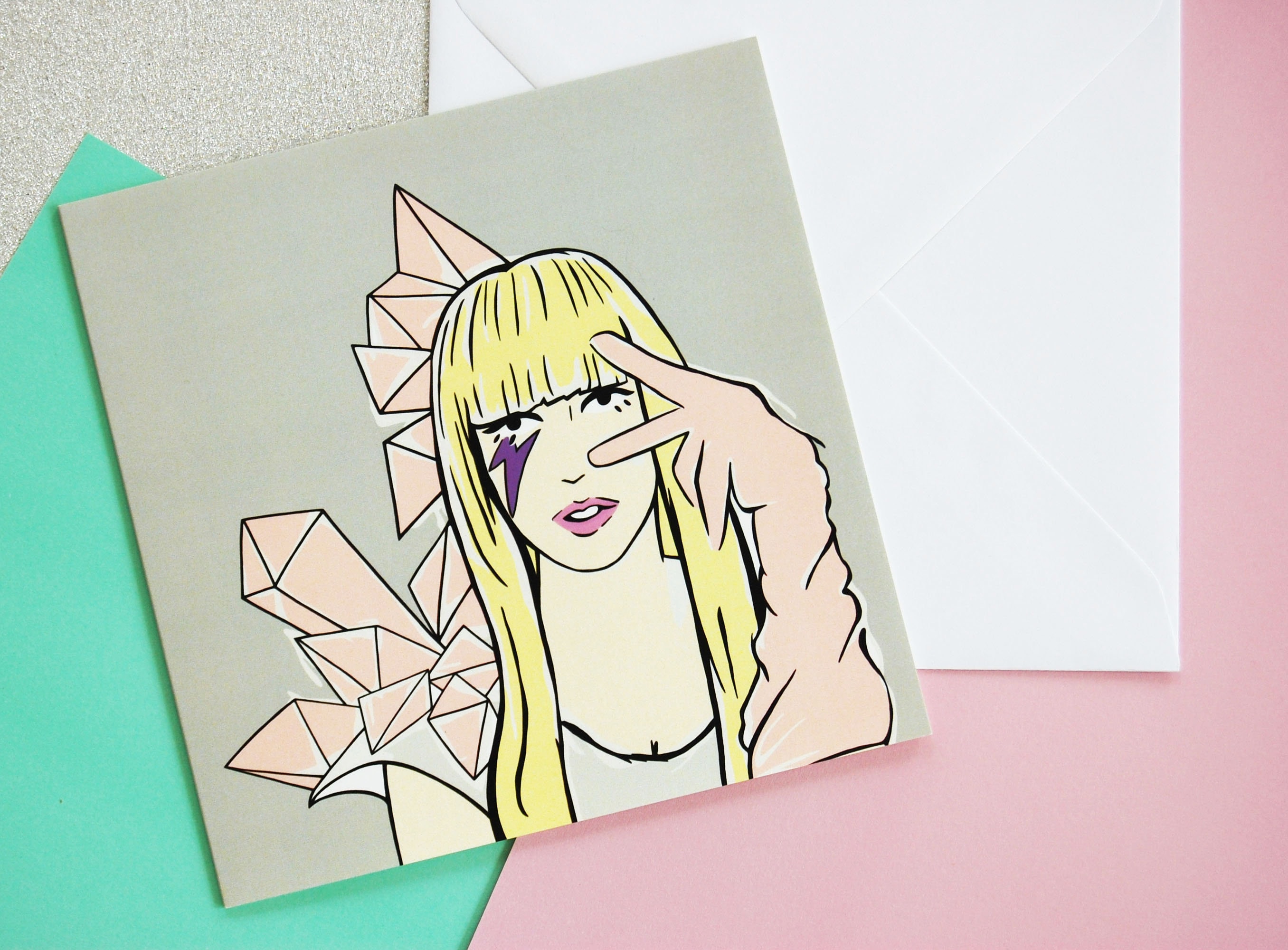 Lady Gaga Card Lady Gaga Greetings Card With Lightening Bolt - Etsy.de
