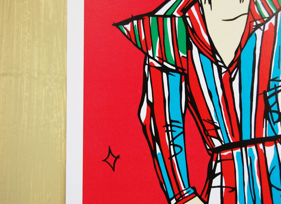 Ziggy Stardust Print, David Bowie Print in Stripy Jumpsuit, Cute ...