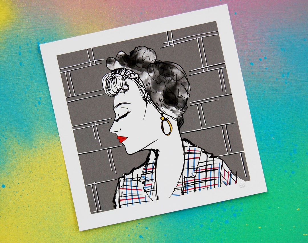 Rockabilly Girl Print, Vintage 1940s Style Lady Print, Red Lips, Hair ...