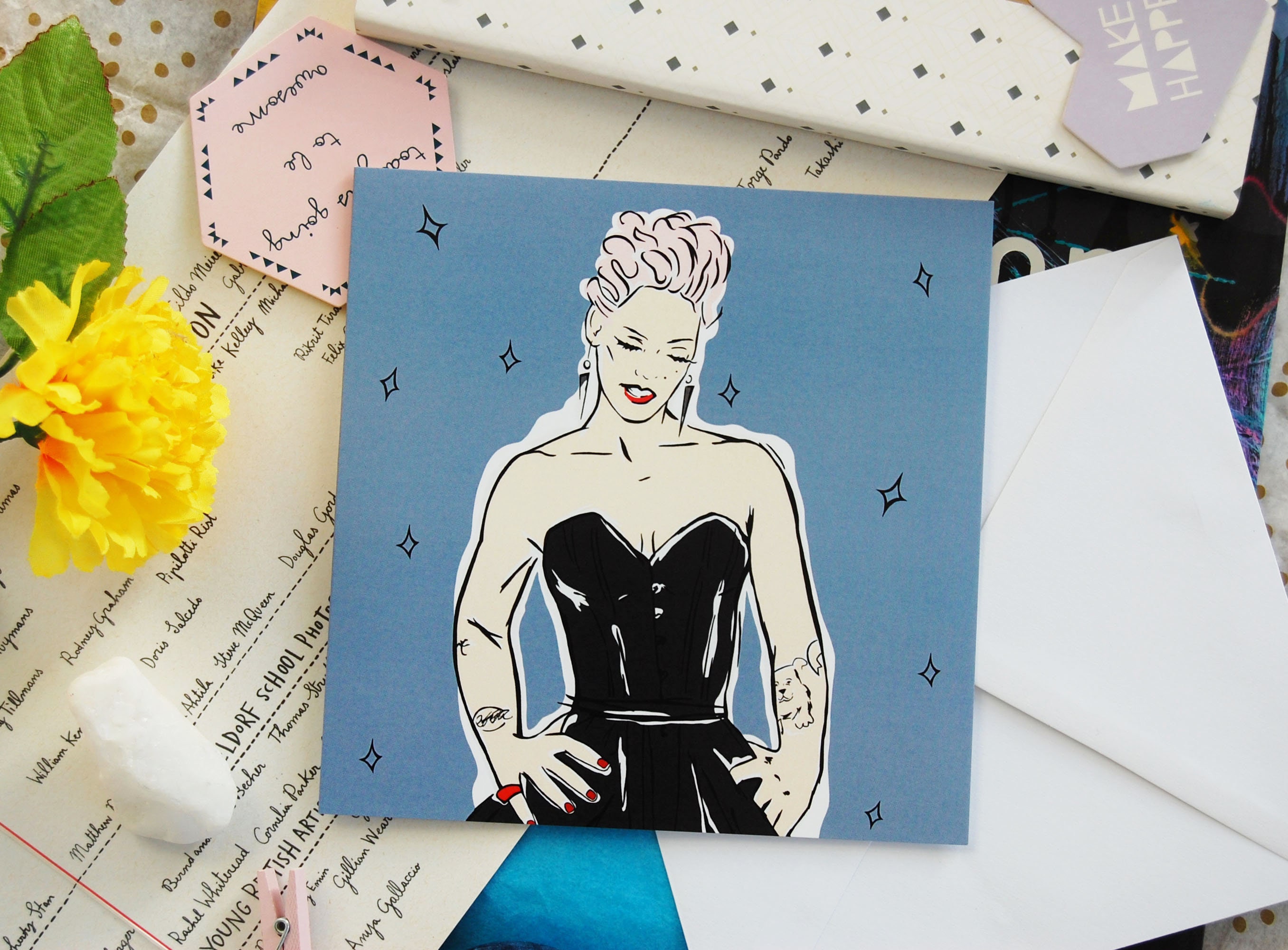 Pink Pop Singer Card Pink Alecia Moore Art Greetings Card - Etsy UK