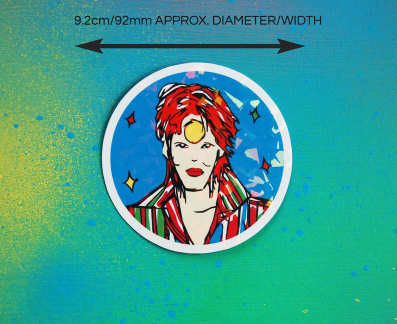 Ziggy Stardust Sticker Blue, David Bowie Round Holographic Sticker ...