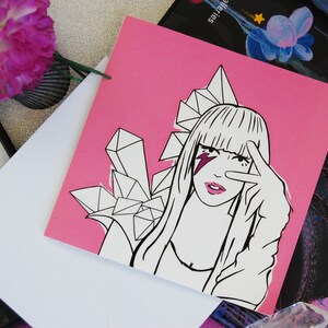 Lady Gaga Card, Pink Pop Icon Lady Gaga Card, Pop Star With Purple ...