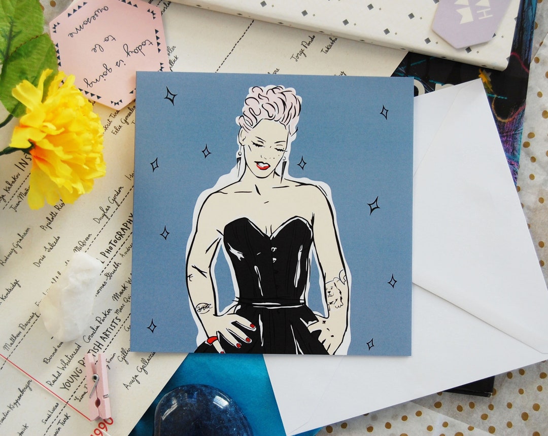 Pink Pop Singer Card, Pink Alecia Moore Art, Greetings Card With Pink ...