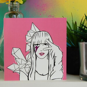 Lady Gaga Card, Pink Pop Icon Lady Gaga Card, Pop Star With Purple ...
