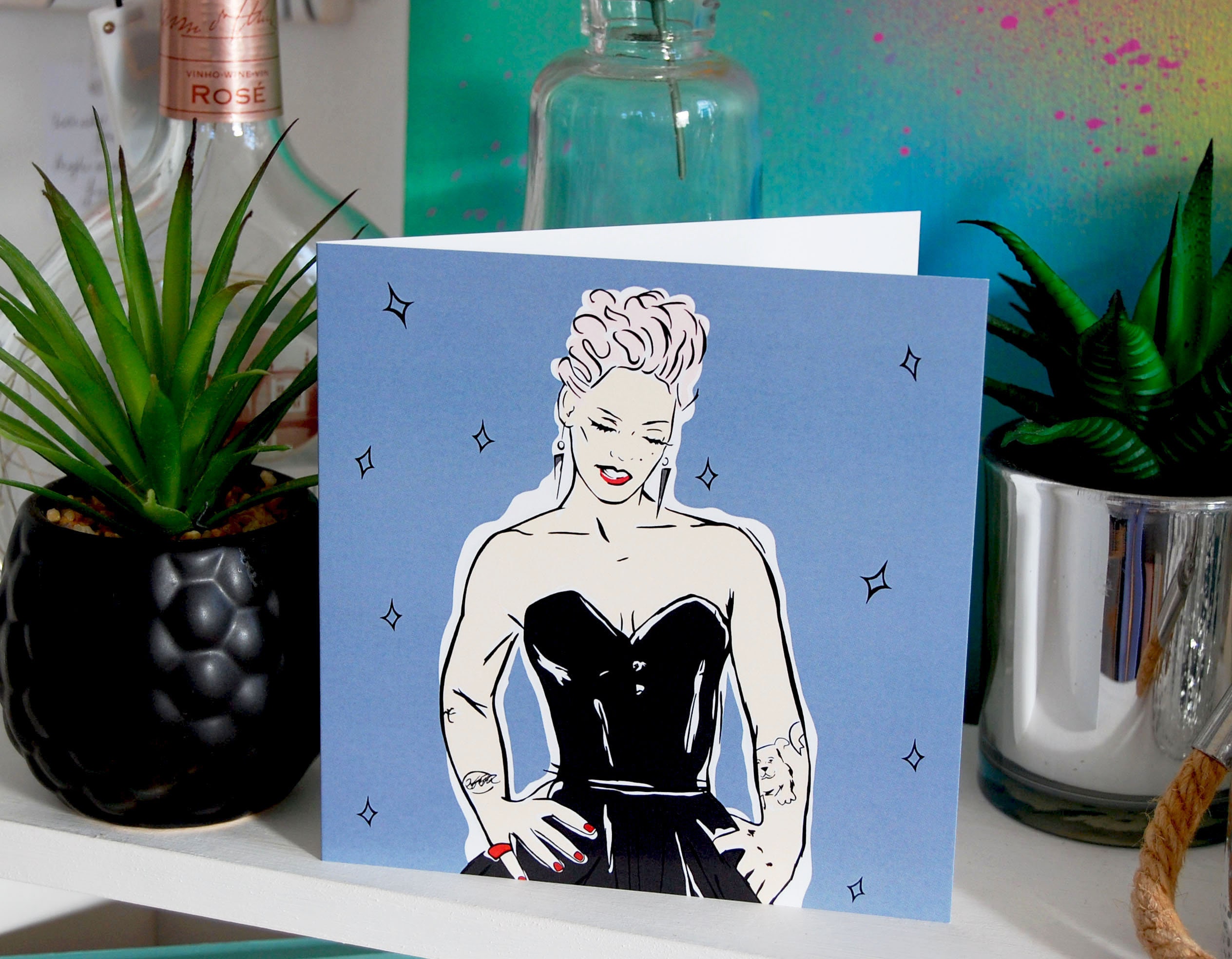Pink Pop Singer Card Pink Alecia Moore Art Greetings Card - Etsy UK