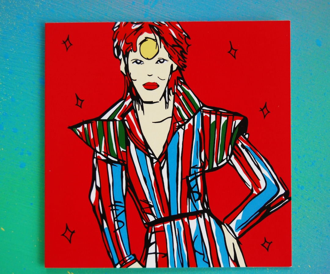 Ziggy Stardust Card, David Bowie Greetings Card, Pop Art Portrait of ...
