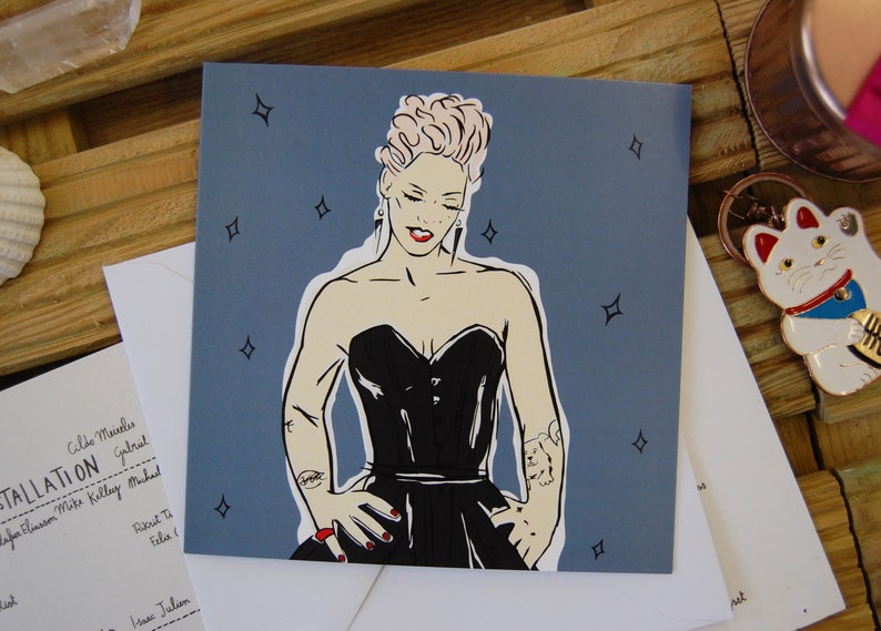 Pink Pop Singer Card Pink Alecia Moore Art Greetings Card - Etsy UK