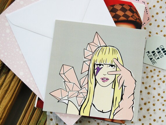 Lady Gaga Card Lady Gaga Greetings Card With Lightening Bolt - Etsy.de
