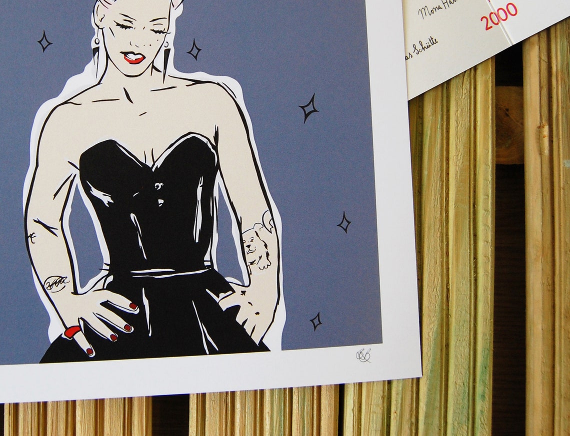 Pink Pop Singer Art Print Pop Music Icon With Pink Hair Red | Etsy