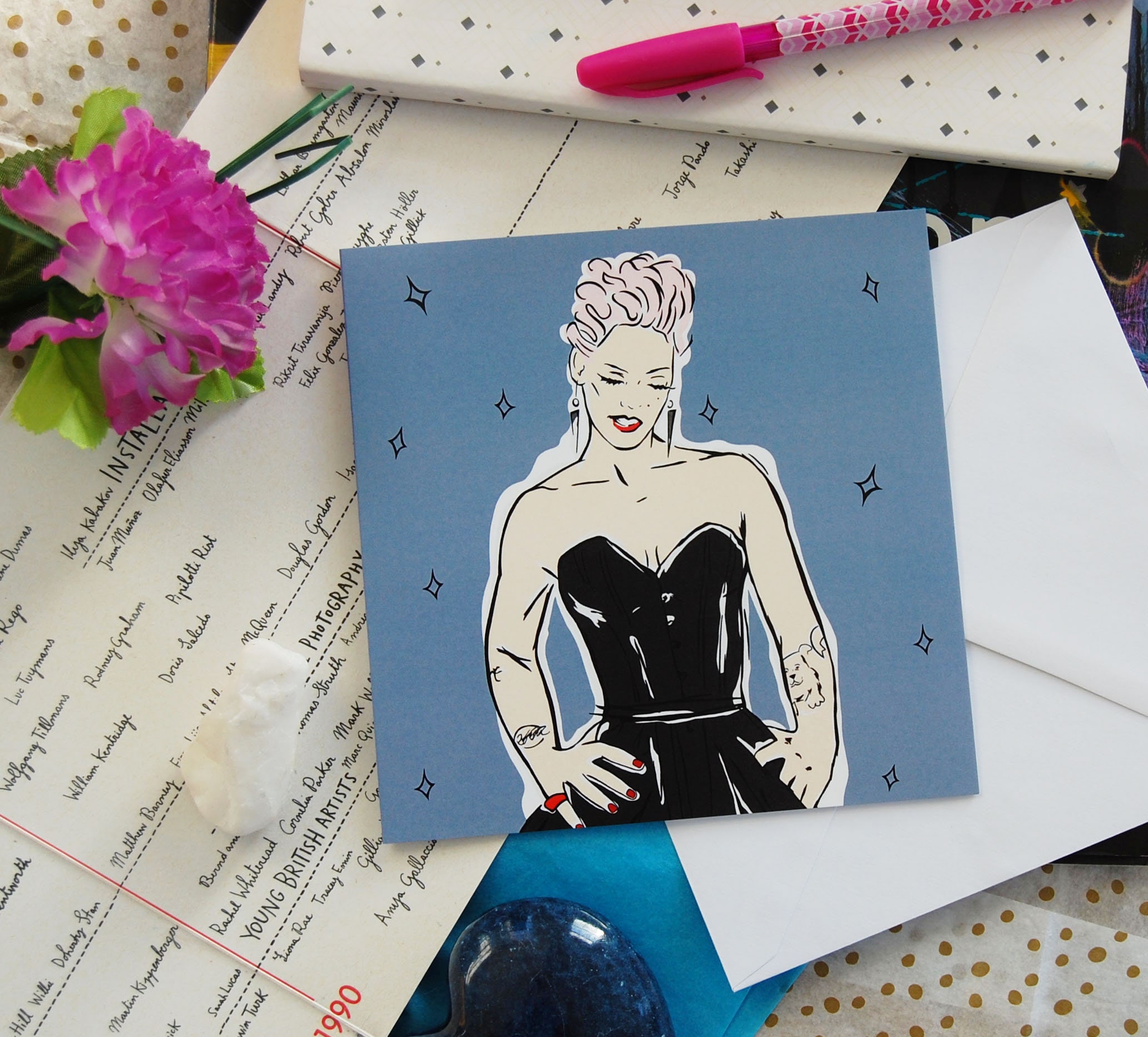 Pink Pop Singer Card Pink Alecia Moore Art Greetings Card - Etsy UK