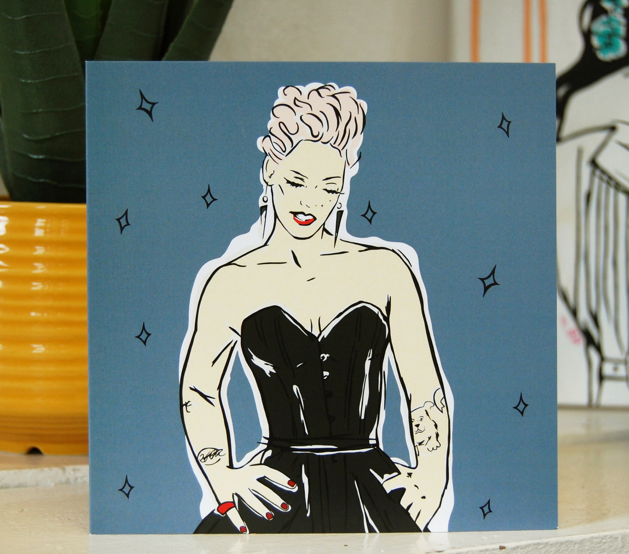 Pink Pop Singer Card Pink Alecia Moore Art Greetings Card - Etsy UK