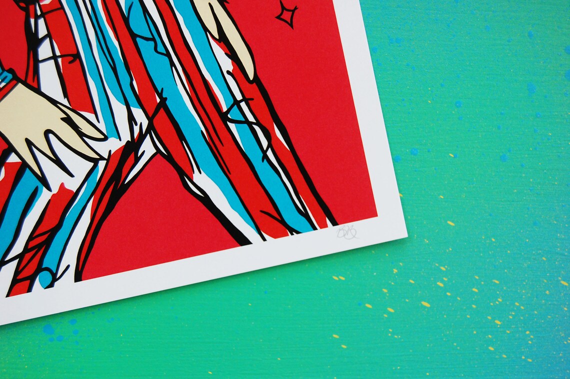 Ziggy Stardust Print, David Bowie Print in Stripy Jumpsuit, Cute ...