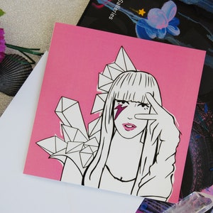 Lady Gaga Card, Pink Pop Icon Lady Gaga Card, Pop Star With Purple ...