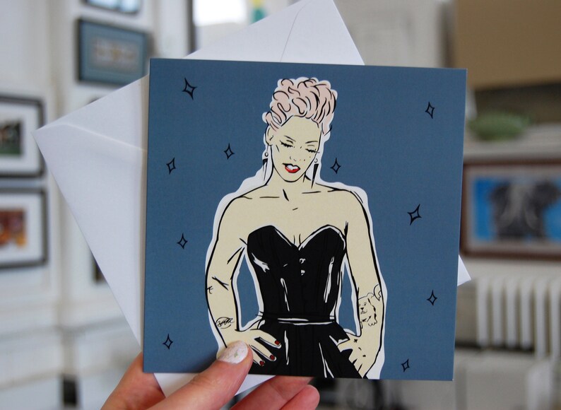 Pink Pop Singer Card Pink Alecia Moore Art Greetings Card - Etsy UK