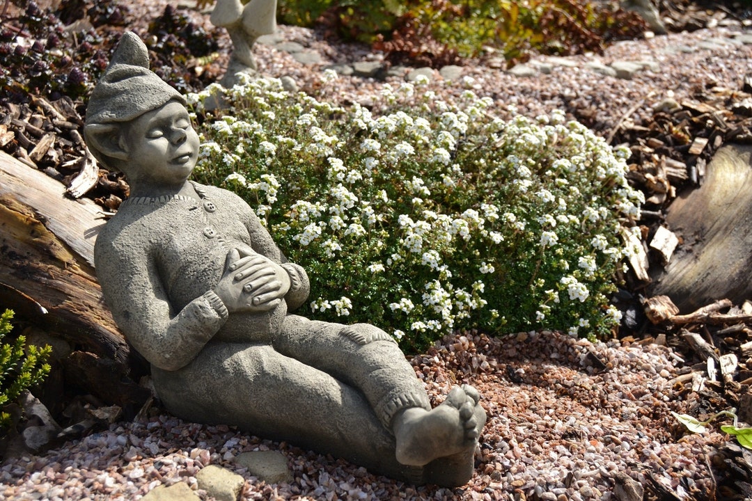 Eric - the Relaxing Elf Stone Garden Ornament - Etsy