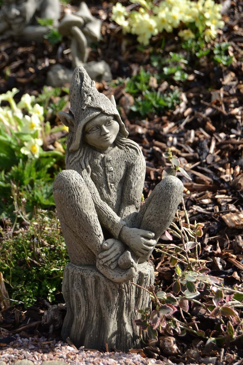 Foxglove the Elf Stone Garden Ornament - Etsy