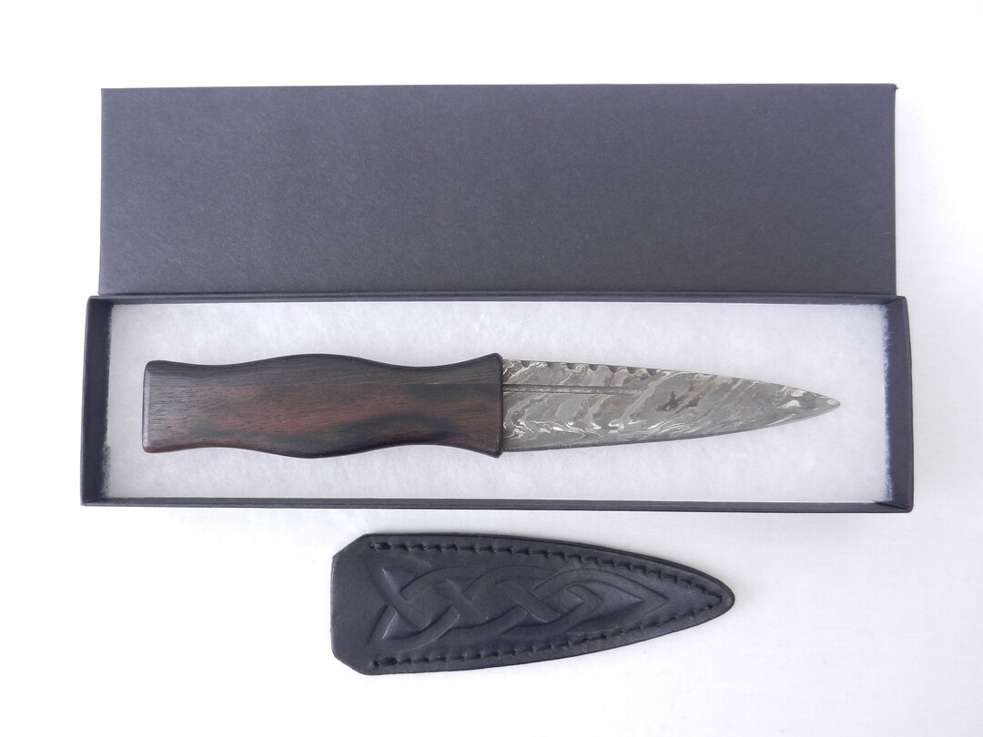 Macassar Ebony and African Blackwood Damascus Steel Sgian Dubh ...
