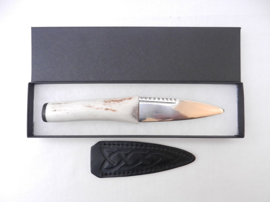 Natural Sgian Dubh in Red Deer Stag Antler With Wych Elm and Bog Oak ...