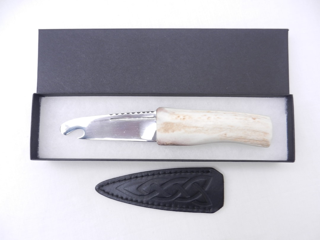 Natural Sgian Brew in Red Deer Stag Antler and Wych Elm, Sgian Dubh ...