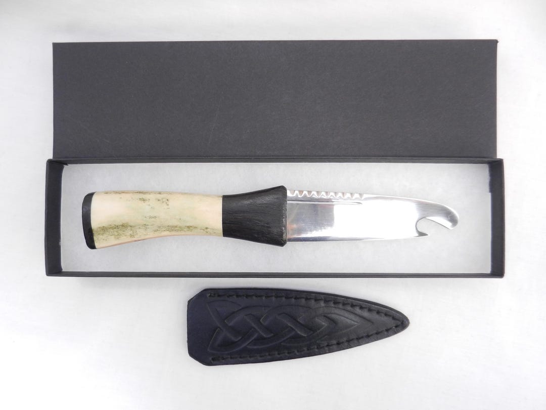 Sgian Brew in Red Deer Stag Antler and Scottish Bog Oak, Bottle Opener ...