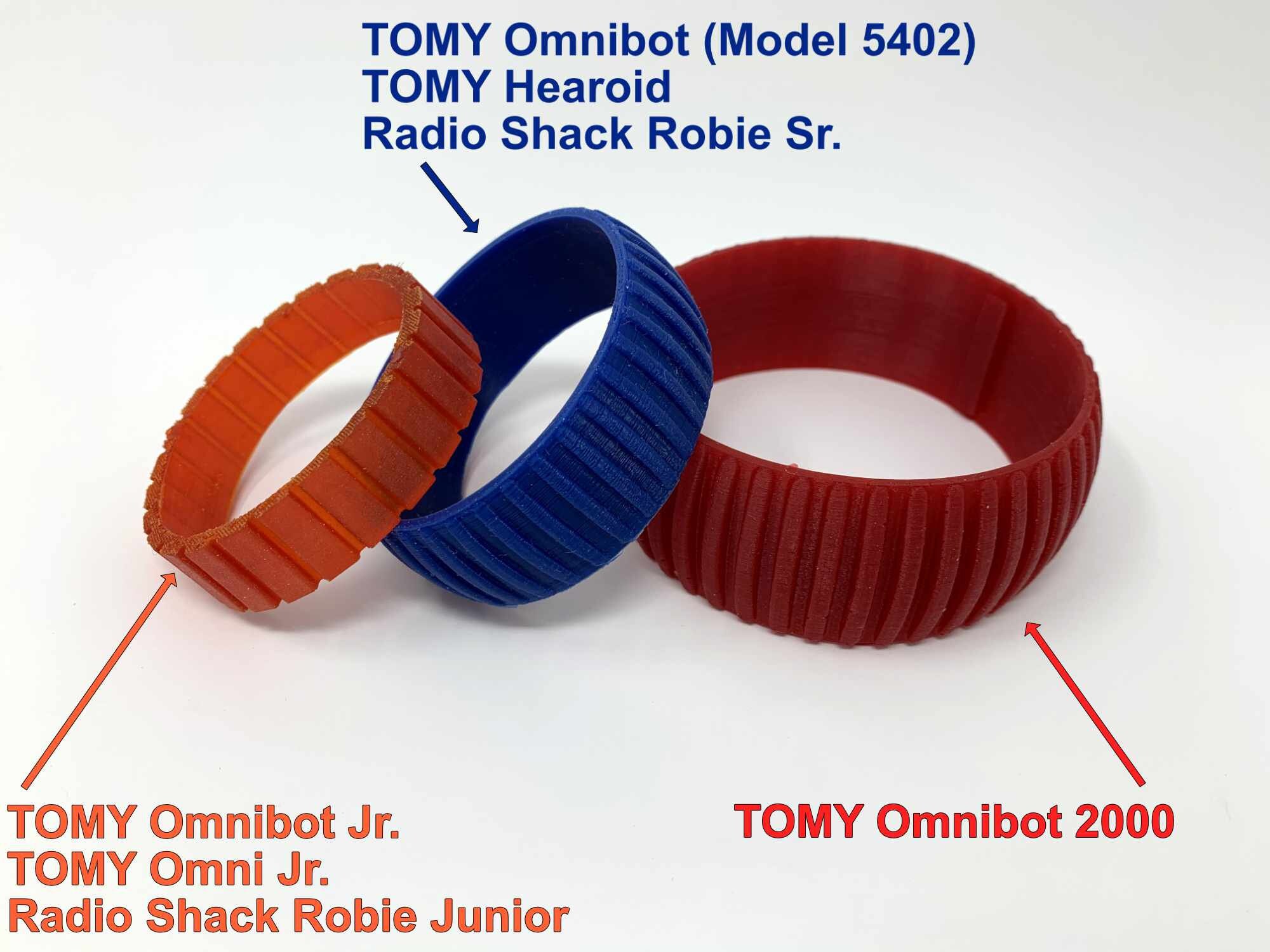 TOMY Omni Jr., Omnibot Jr., and Radio Shack Robie Junior Tires/treads ...