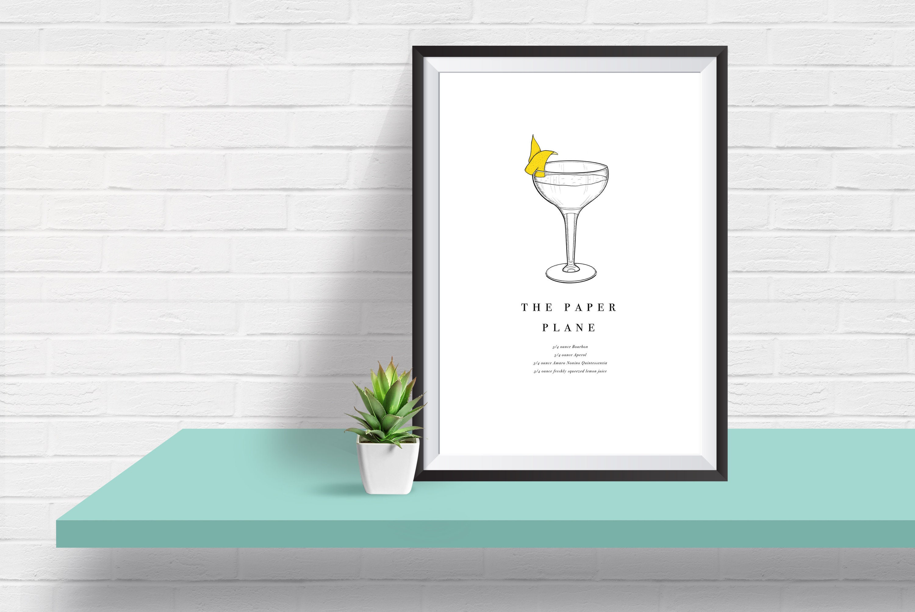 Paper Plane Cocktail Recipe Printable Illustration Digital Wall Artwork ...