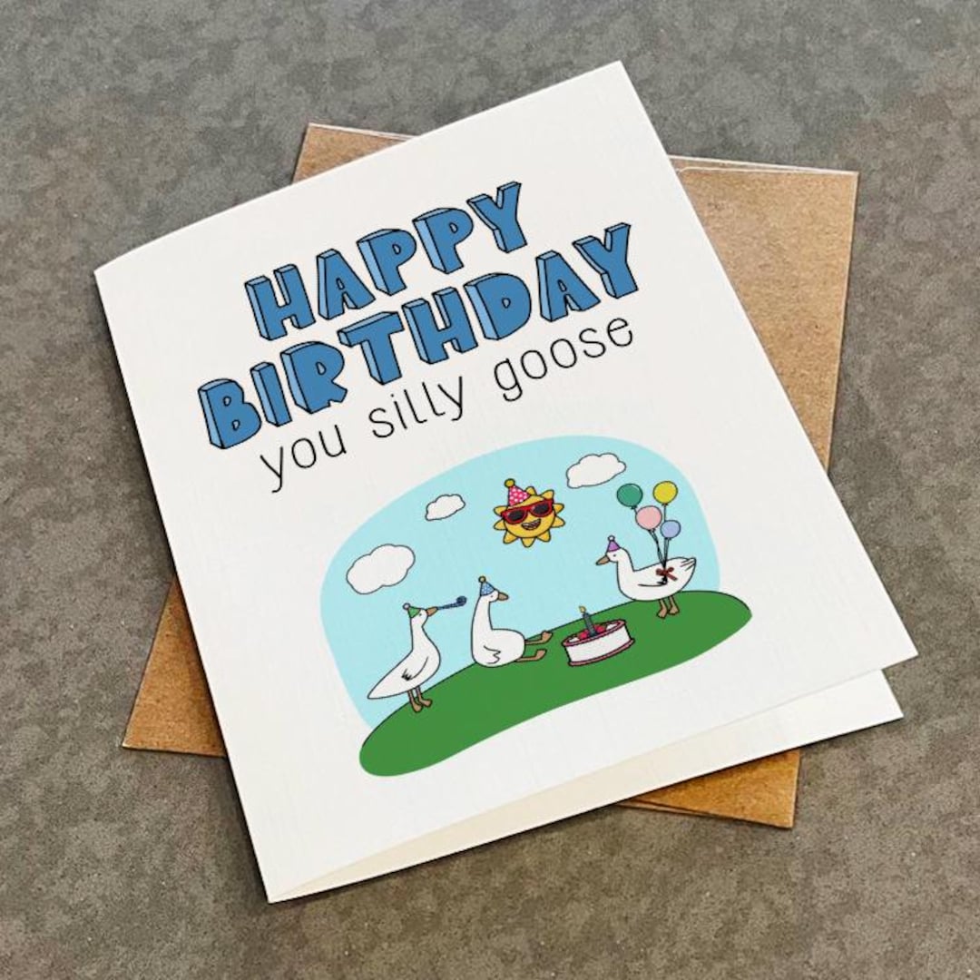 Funny Silly Goose Birthday Card: Matte A2 Greeting Card - Etsy