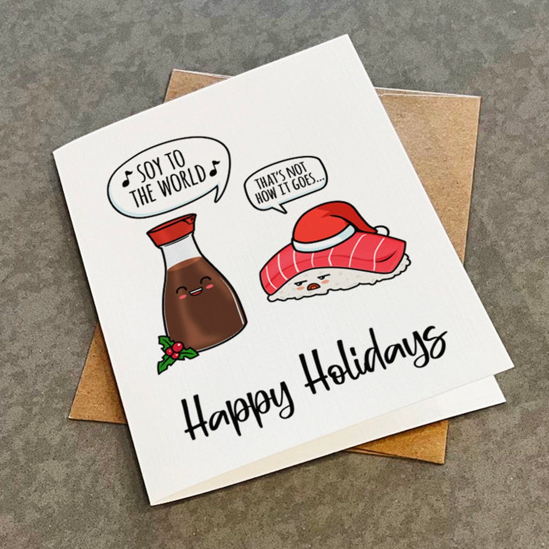 Funny Sushi Christmas Card Soy to the World Holiday Sushi Lovers ...