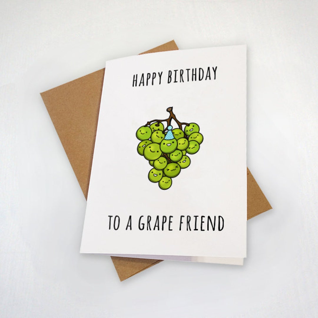 Funny Grape Birthday Card for Him Cute Birthday Card for - Etsy