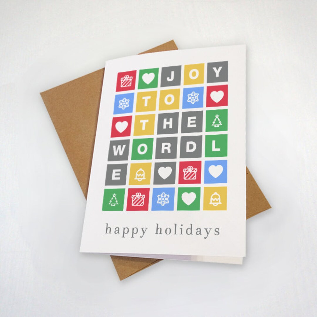 Happy Holidays Wordle Card Joy to the World Cute X-mas - Etsy
