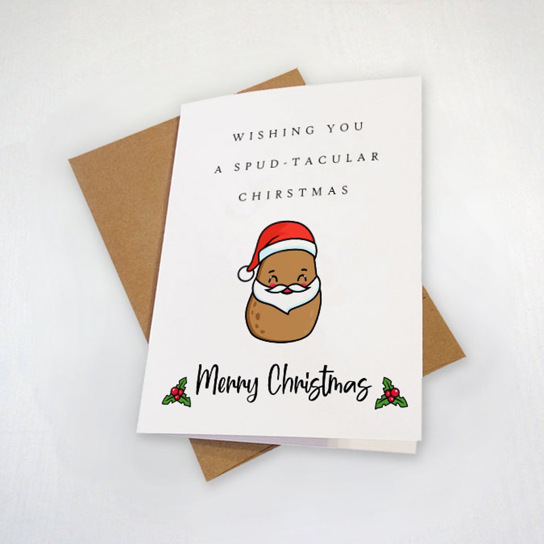 Potato Pun Christmas Card Wishing You A Spud-tacular - Etsy