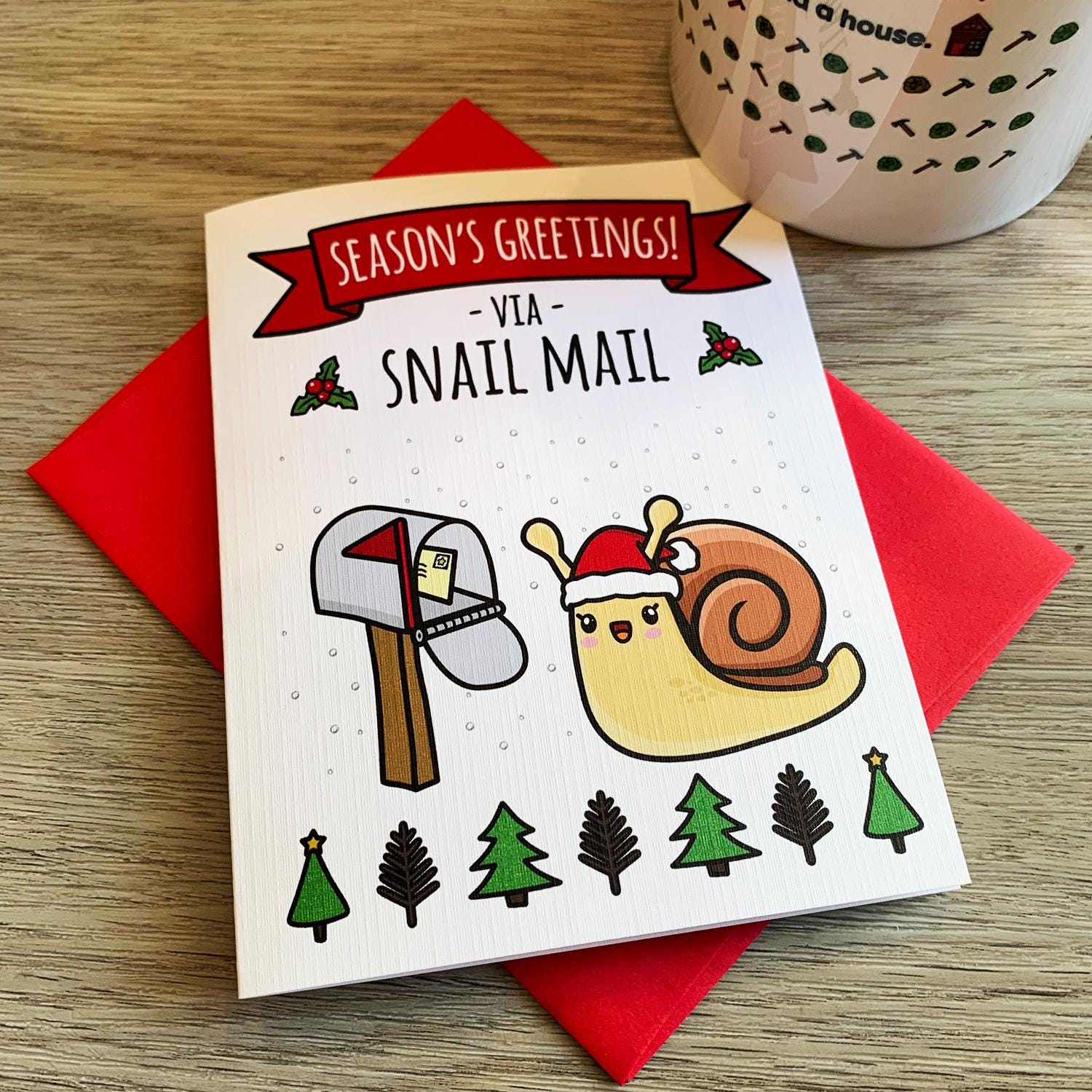 Seasons Greetings via Snail Mail - Cute Early Bird Christmas Card - Pen ...