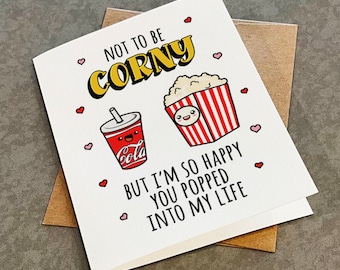 Happy Anniversary Card Corny Jokes Popcorn Happy Valentine's Day Card ...