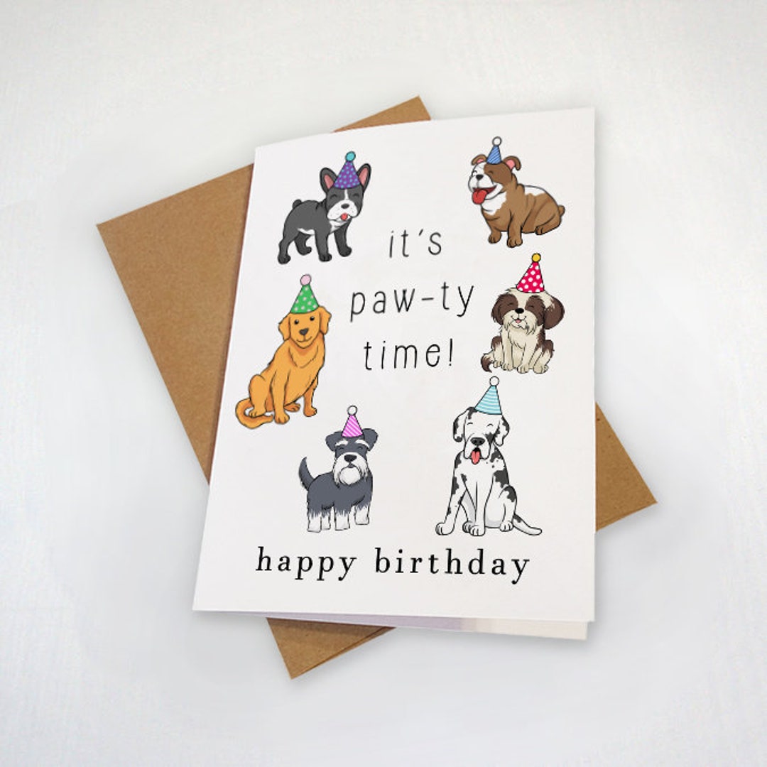 It's Paw-ty Time Cute Pun Joke Birthday Card for Dog - Etsy