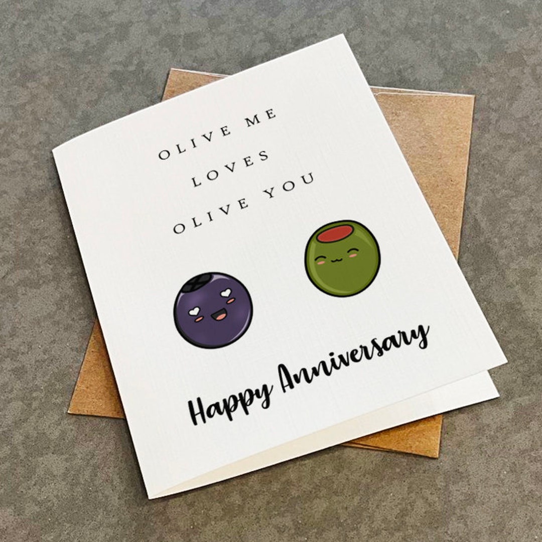 Funny Anniversary Card Olive Me Loves Olive You Cute Love - Etsy