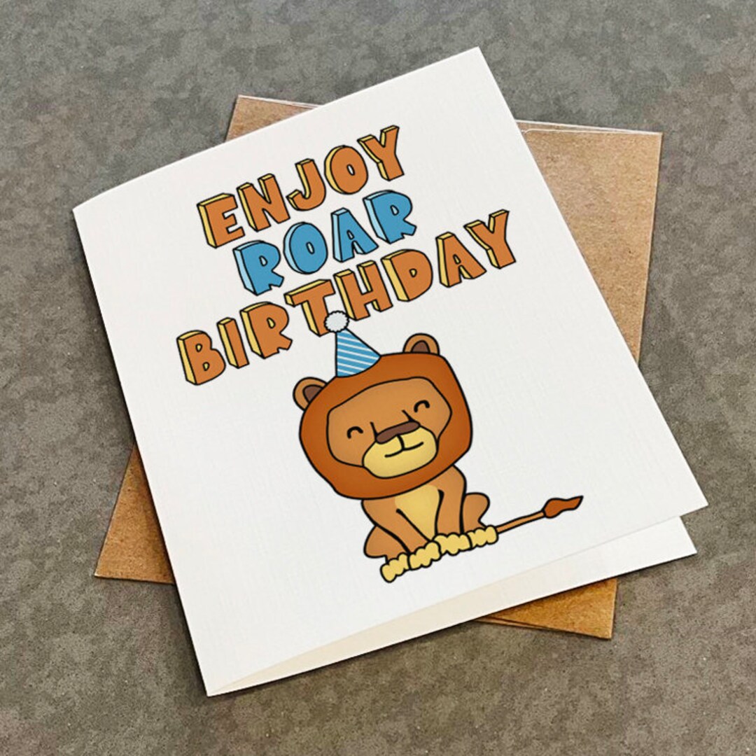Lion Birthday Card: Funny 'roar' Pun - A2 Card - Etsy