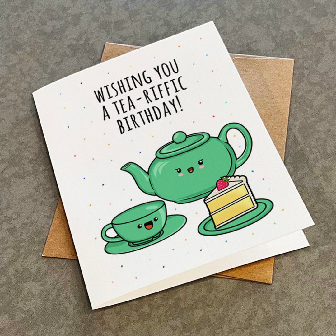 Cute Birthday Card for Tea Lovers - Cup of Tea & Cake Birthday Card ...