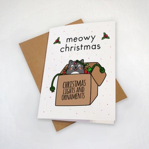 Meowy Christmas Cute Cat Holiday Greeting Card Funny Pun - Etsy