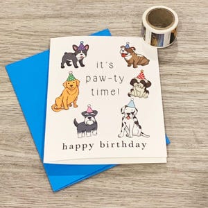 It's Paw-ty Time! Cute Pun Joke Birthday Card for Dog Owners - Funny ...
