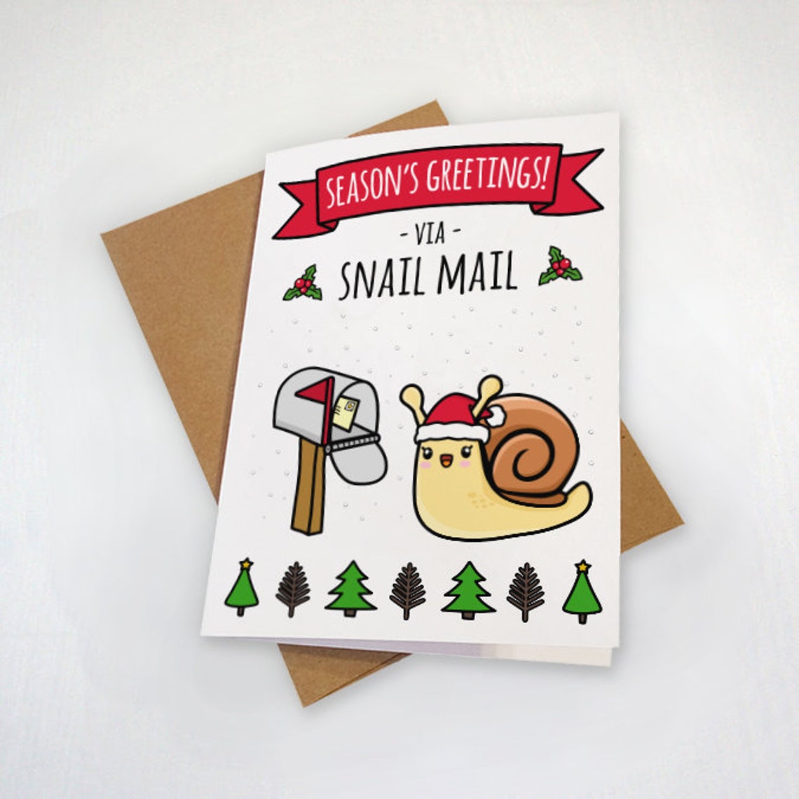 Seasons Greetings Via Snail Mail Cute Early Bird Christmas | Etsy
