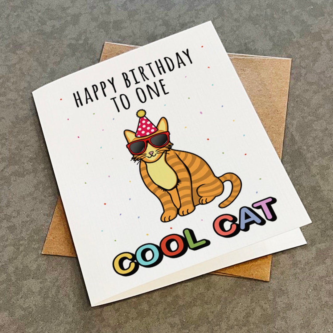 Cute Cat Lovers Birthday Card for Cat Owner, Happy Birthday to One Cool ...