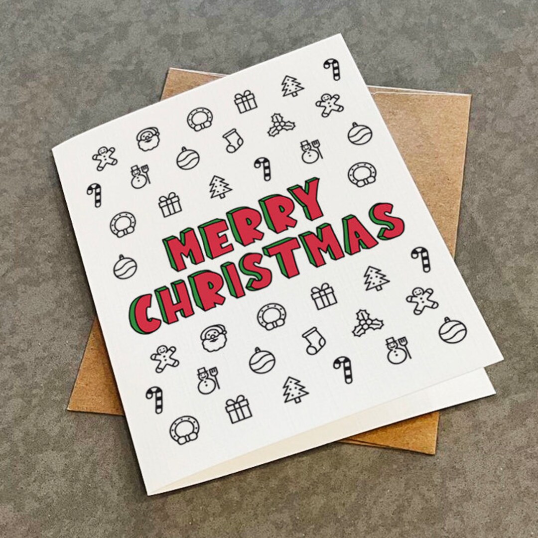 Simple Cute Christmas Pattern Card Lovely Merry Christmas Greeting ...