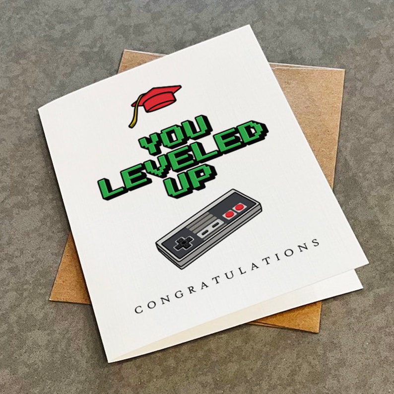Gamer Graduation Card: You Leveled Up, Retro Gaming Fan - Etsy