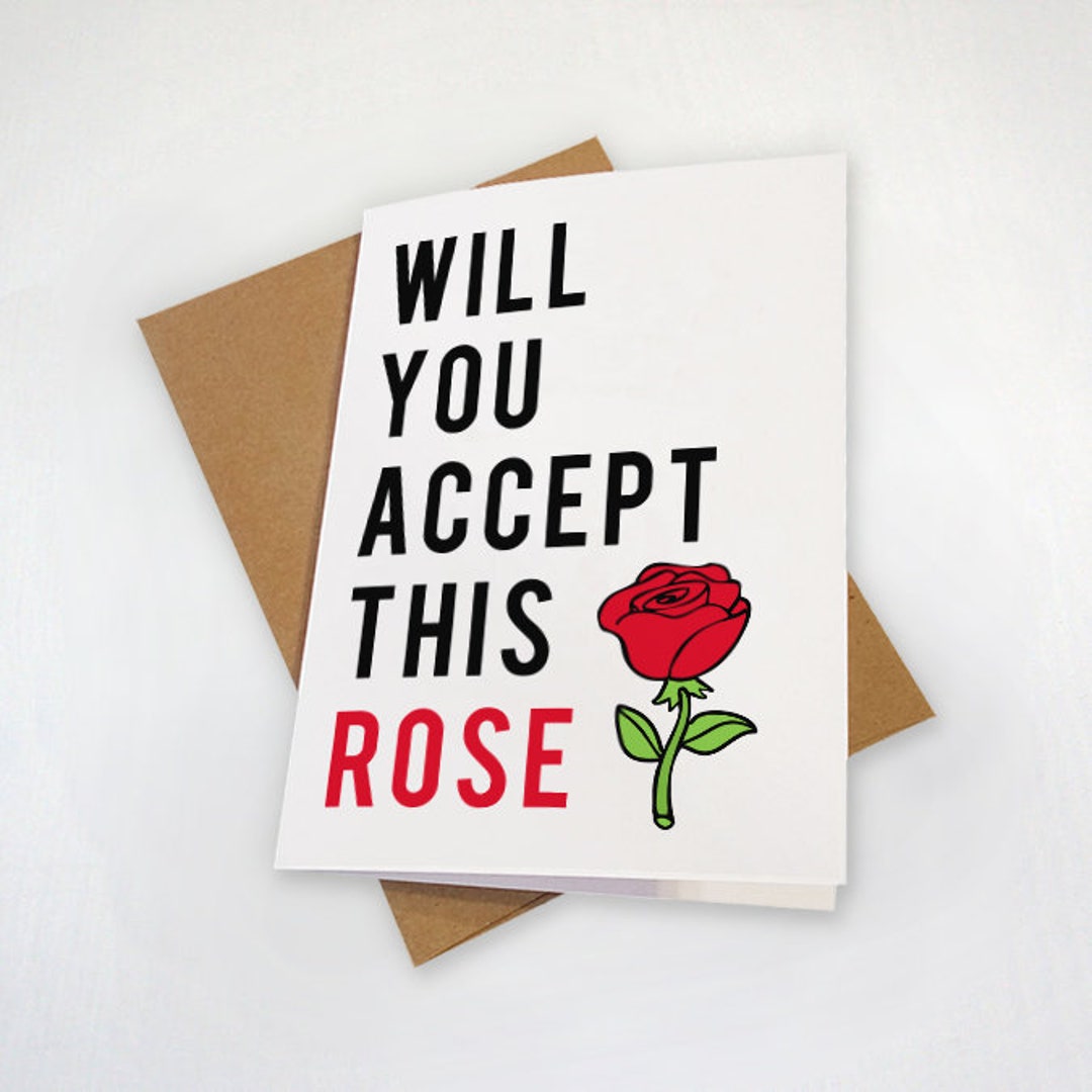 Will You Accept This Rose Cute Valentine's Day Card - Etsy