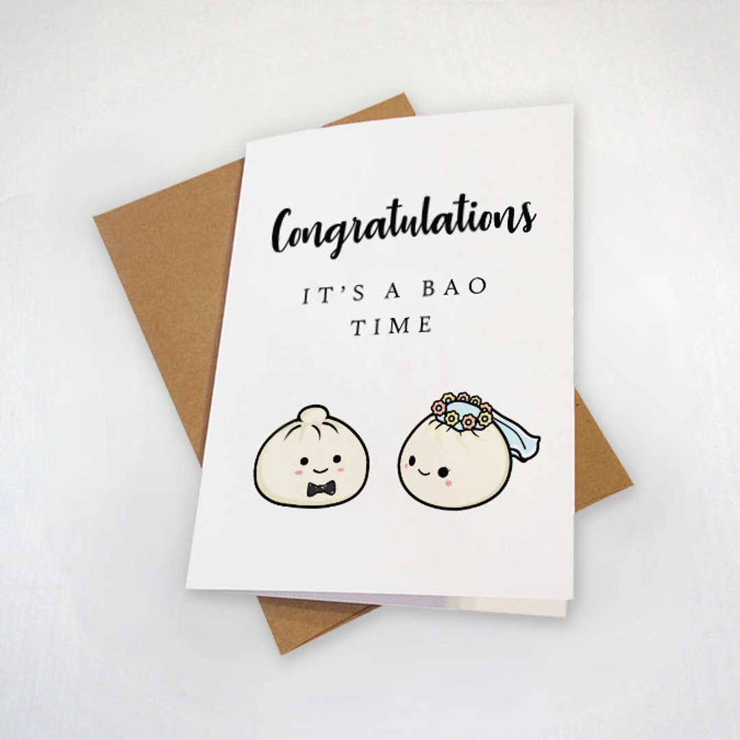 It's Bao Time Funny Bao Wedding Card Cute Steamed Bun - Etsy