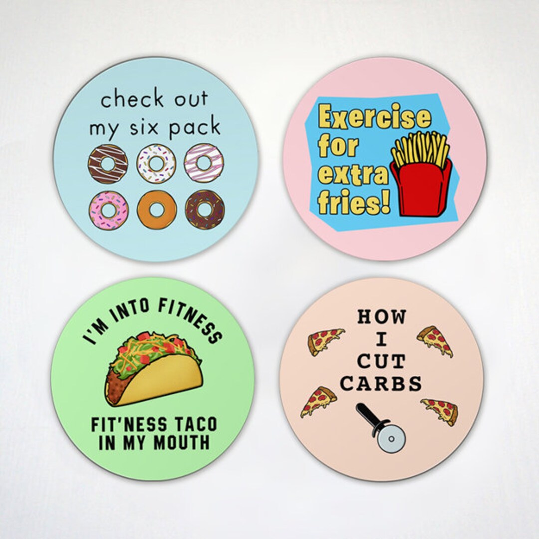 Funny Workout Gym and Foodie Magnet Set - 4 Pack - Exercise for ...